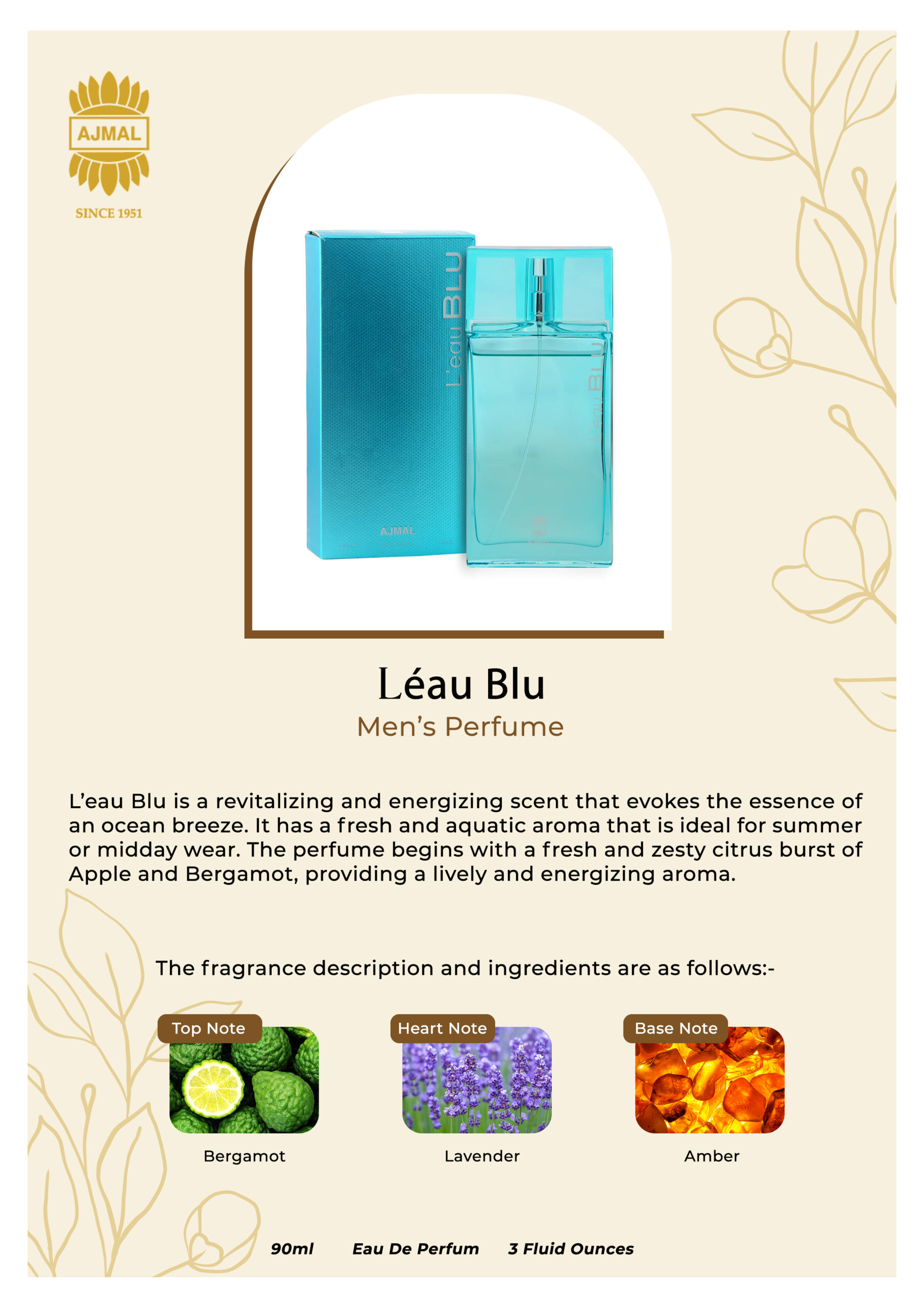 L’eau Blu for men by Orchid Collection USA